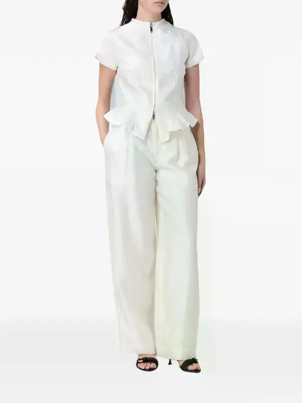 Staud Pierre Wide-leg Trousers In Light Beige Satin