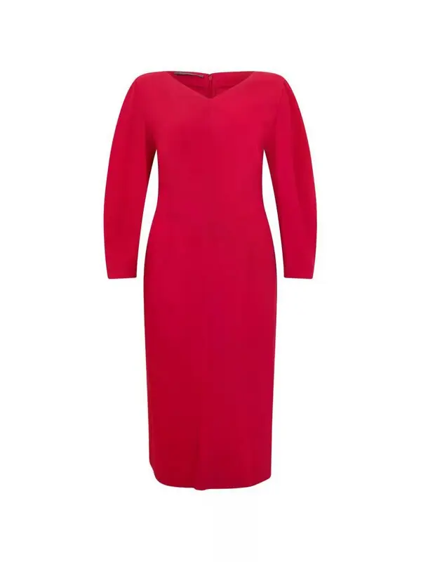 Alberta Ferretti V-neck Midi Dress - Red