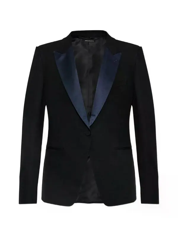 TOM FORD Peak-lapel Wool Blazer - Black