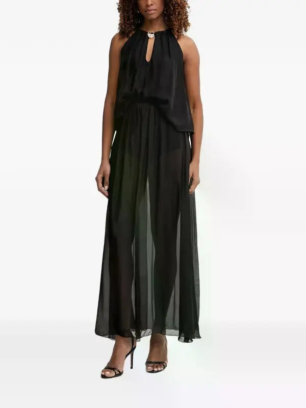 HAVEONE Sheer Floor-length Maxi Skirt