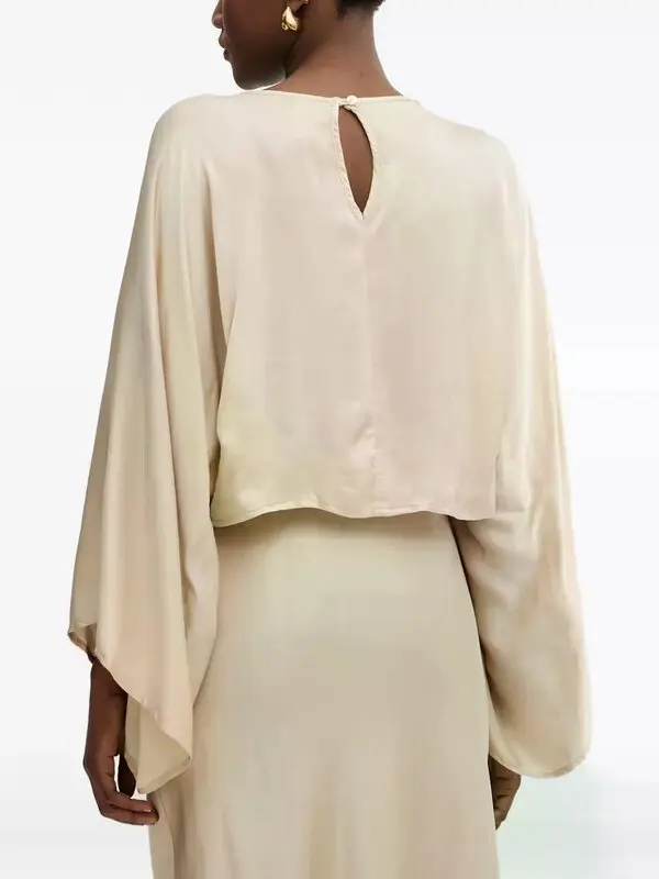 HAVEONE Batwing Sleeve Cropped Blouse