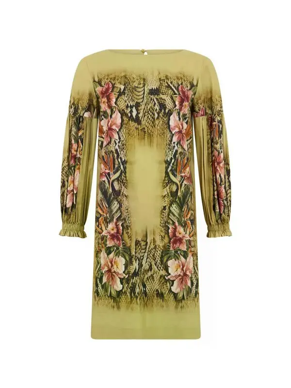 Alberta Ferretti Floral And Animal Print Mini Dress - Green