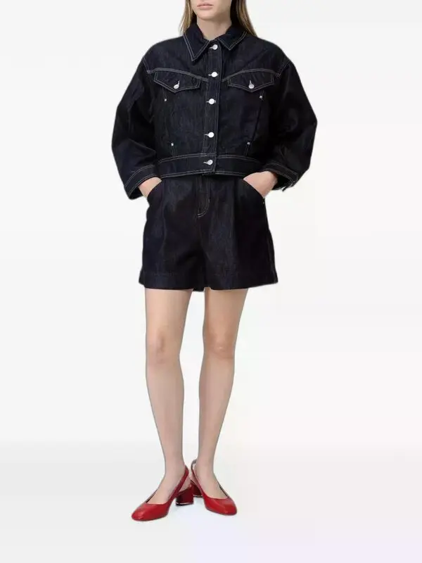 BOSS Cropped Denim Jacket With Contrast Stitching