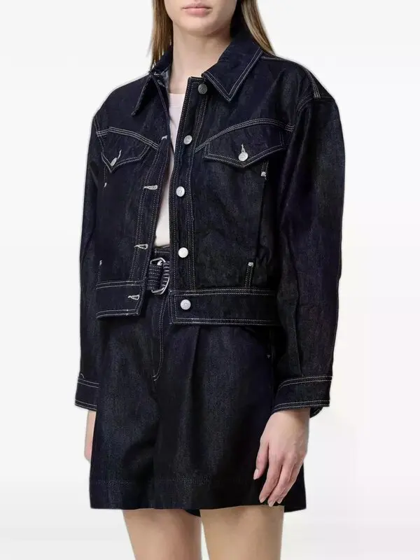 BOSS Cropped Denim Jacket With Contrast Stitching