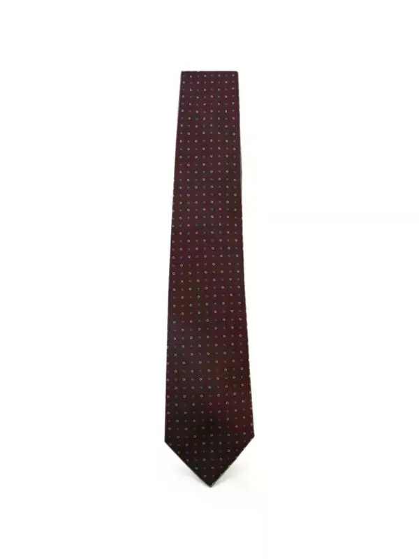 Canali Geometric-pattern Silk Tie - Red