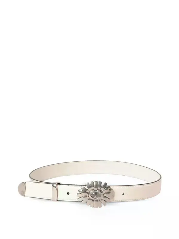 Ermanno Scervino Floral Buckle Leather Belt - Neutrals