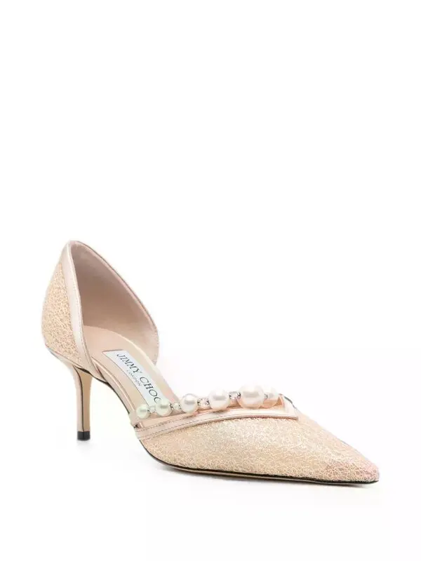JIMMY CHOO Aurelie Pearl-embellished Heeled Pumps - Pink