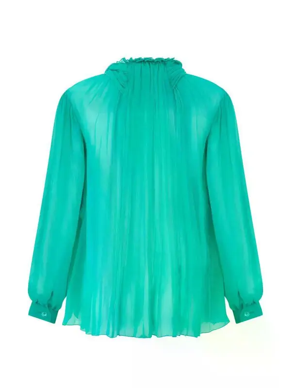 Alberta Ferretti Pussy-bow Pleated Blouse