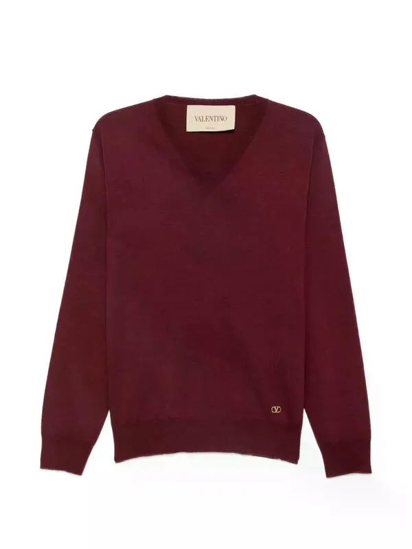 Valentino Garavani V-neck Sweater With Vlogo Signature Plaque
