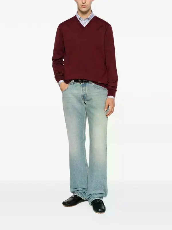 Valentino Garavani V-neck Sweater With Vlogo Signature Plaque