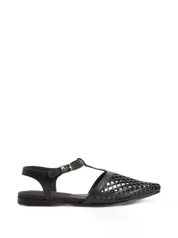 Tommy Hilfiger Cut-out T-bar Flat Pumps - Black