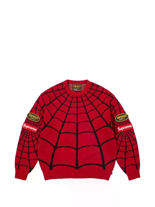 Supreme X Vanson Leathers X Marvel Spider-man Print Sweater - Red