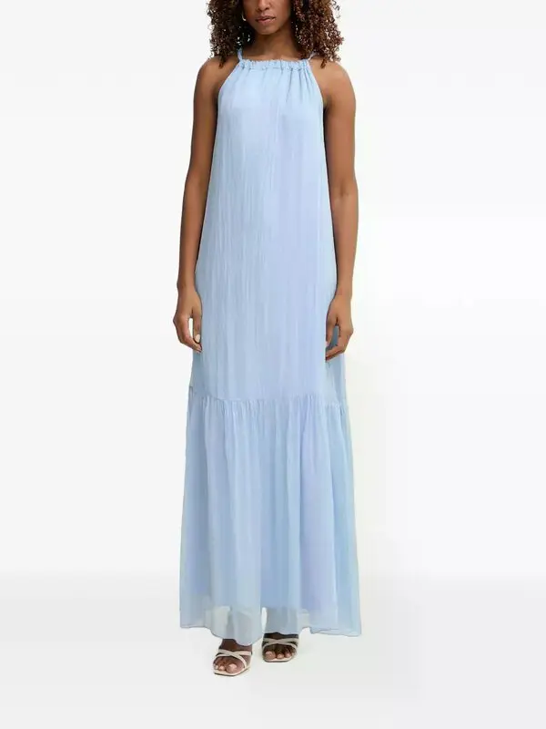 HAVEONE Tiered Halterneck Maxi Dress - Blue