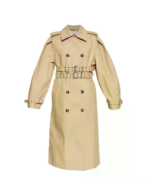 GANNI Double-breasted Belted Trench Coat - Neutrals