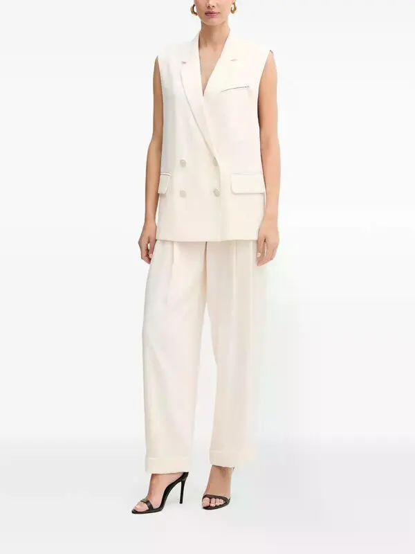 Armani Exchange Pleated Wide-leg Trousers - Neutrals