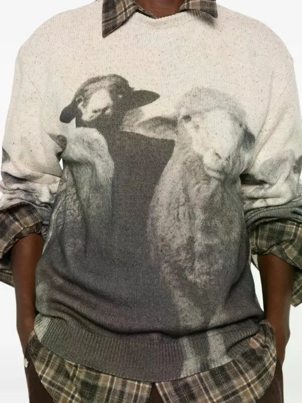 Moschino Sheep-print Crewneck Sweater
