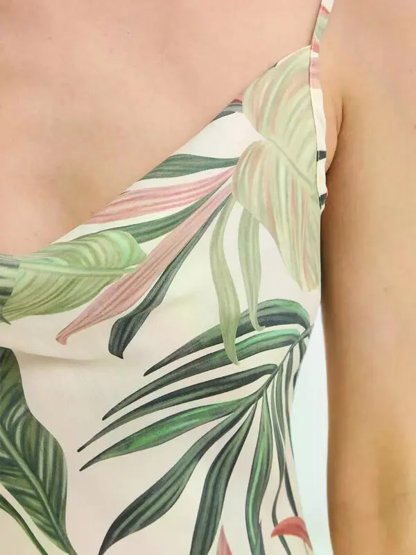 Guess Leaf-print Cowl-neck Midi Dress