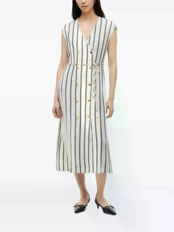 Tommy Hilfiger Striped Double-breasted Midi Dress