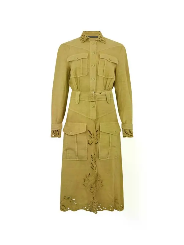 Alberta Ferretti Broderie-anglaise Belted Mini Dress - Green