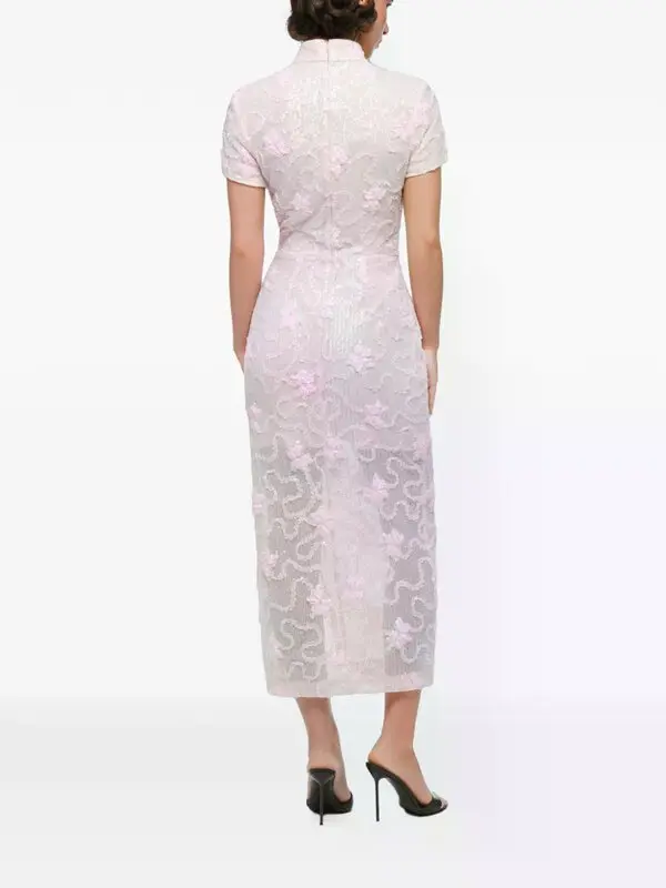 ANOUKI Sequin-embellished Floral-appliqué Maxi Dress
