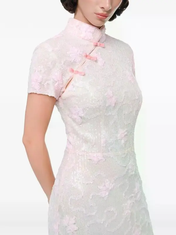 ANOUKI Sequin-embellished Floral-appliqué Maxi Dress
