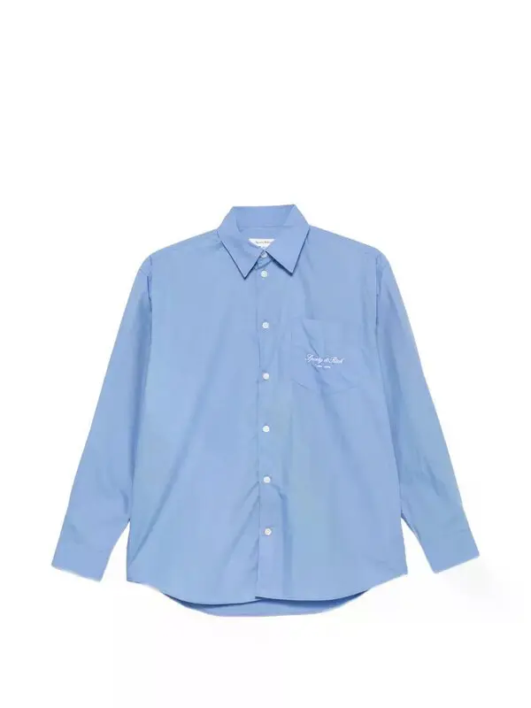 SPORTY & RICH Logo-embroidered Chest-pocket Shirt - Blue