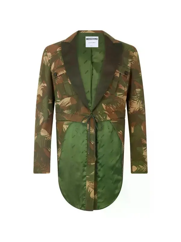 Moschino Camouflage-print Notched-collar Jacket - Green