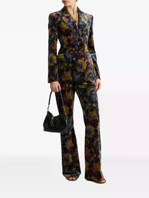 Etro Double-breasted Velvet Jacket With Floral Overprint