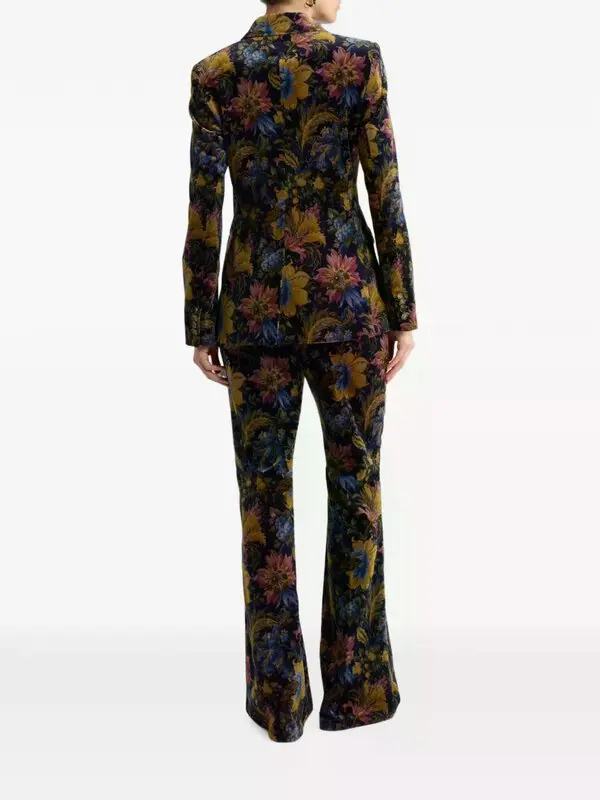 Etro Double-breasted Velvet Jacket With Floral Overprint