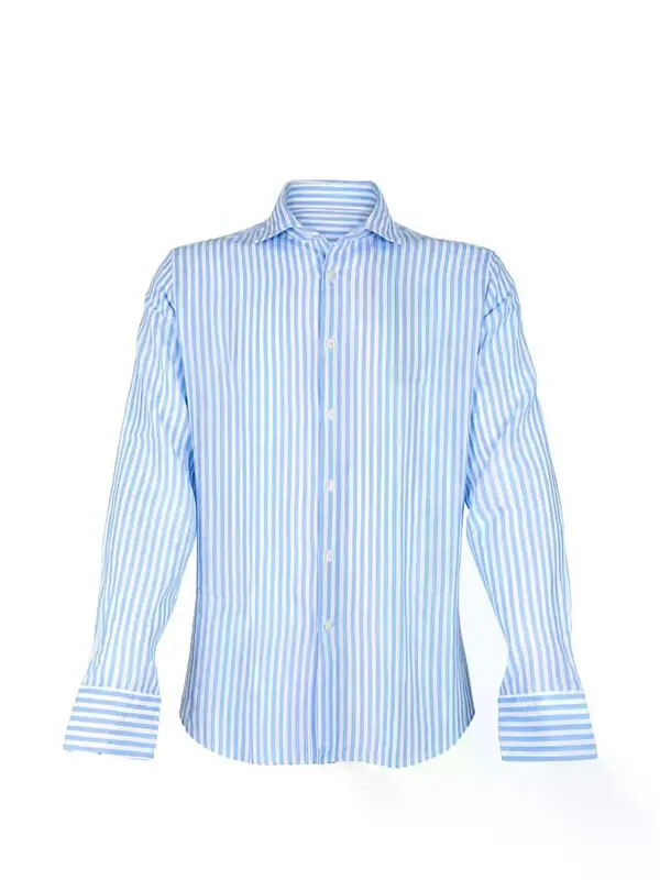 MANUEL RITZ Striped-print Long-sleeve Shirt - Blue