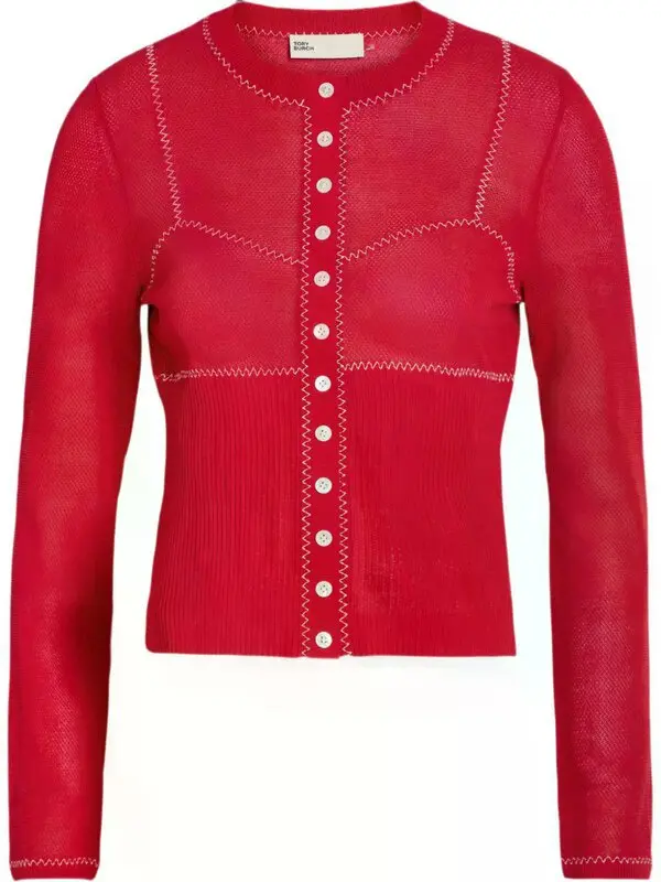 Tory Burch Contrast Stitch Button-up Cardigan
