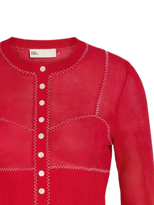 Tory Burch Contrast Stitch Button-up Cardigan