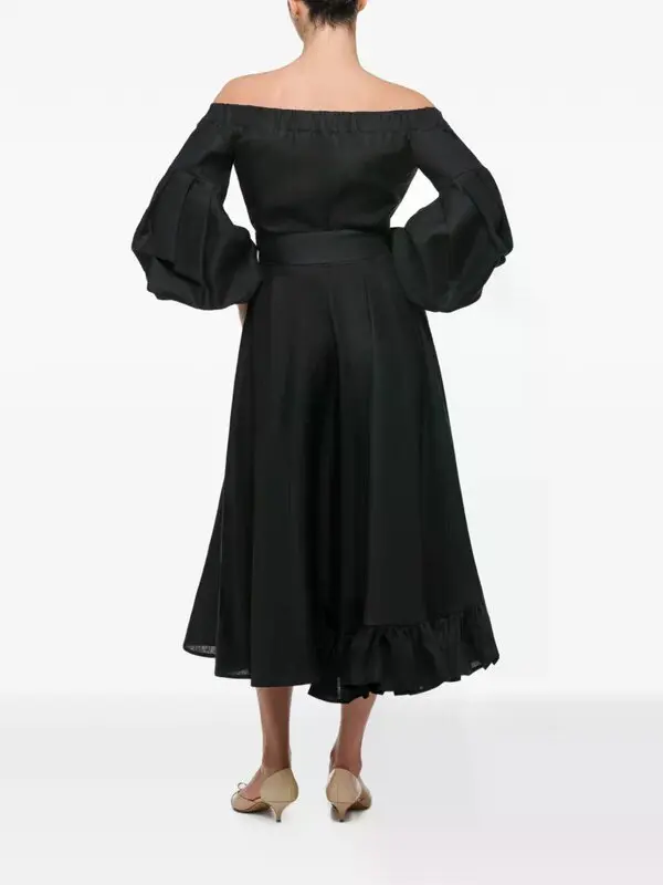 ANOUKI Off-shoulder Ruffled Midi Dress