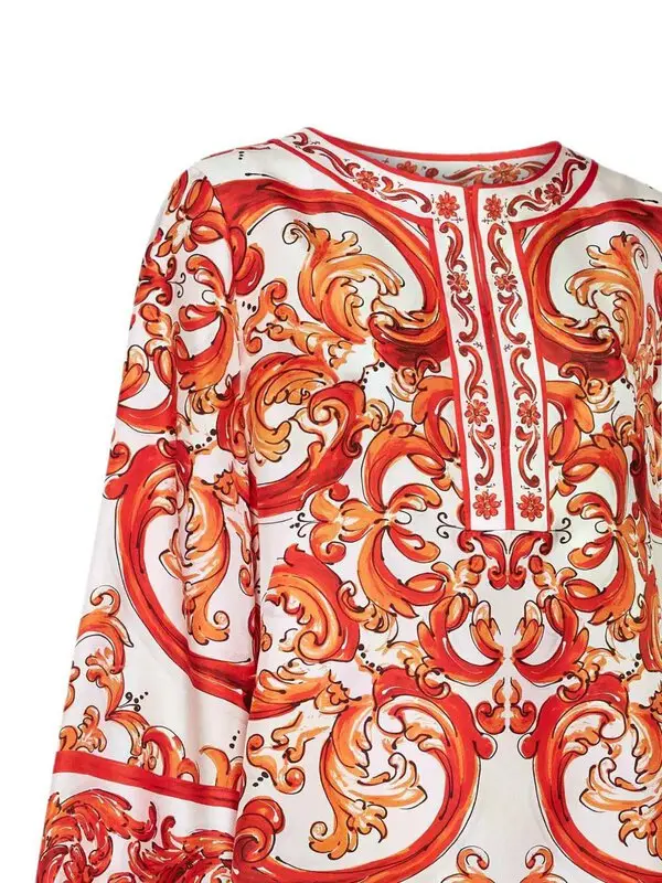 Dolce & Gabbana Baroque Print Silk-satin Tunic Midi Dress