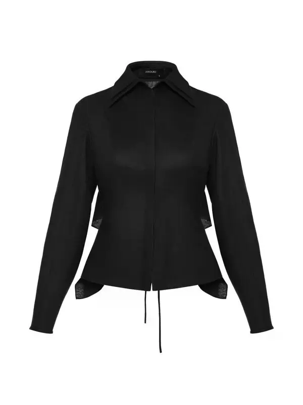 ANOUKI Ruffled Open-back Shirt - Black