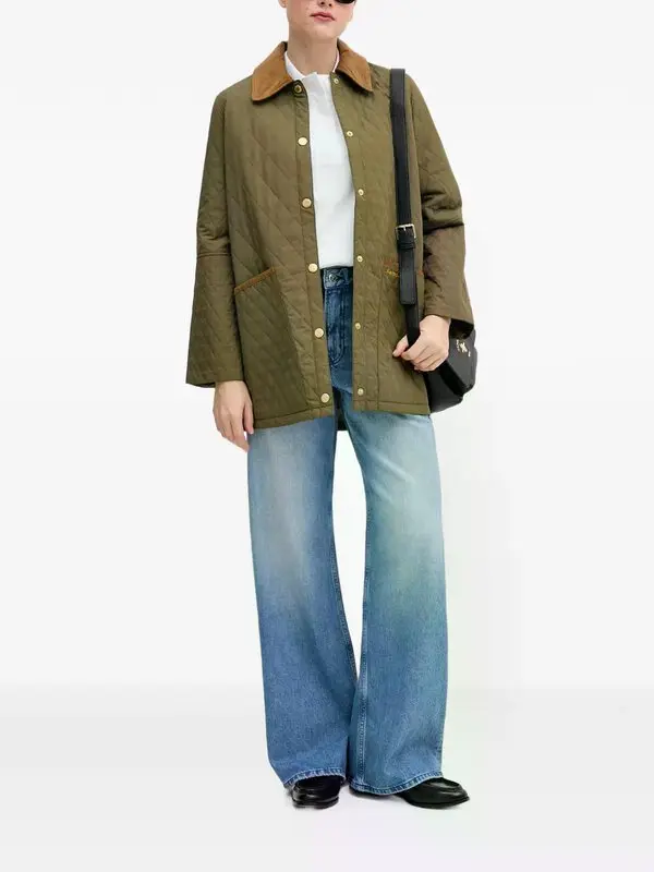 Barbour Goldmire Quilted Jacket With Corduroy Collar - Green