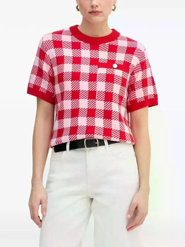 Barbour Esther Gingham Pattern Top - Red