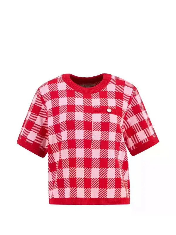 Barbour Esther Gingham Pattern Top - Red