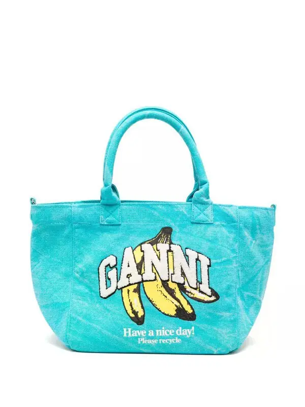 GANNI Banana Print Tote Bag - Blue