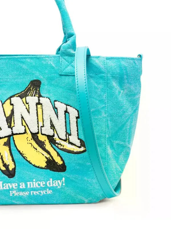 GANNI Banana Print Tote Bag - Blue