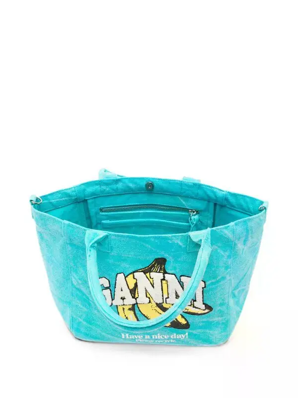 GANNI Banana Print Tote Bag - Blue