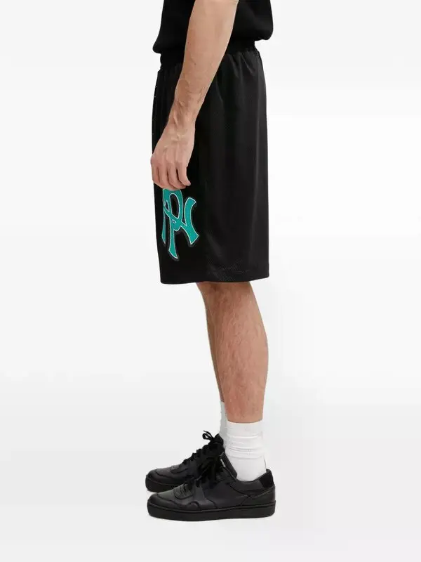 NO PROBLEMO Oversized Mesh Logo-patch Shorts - Black