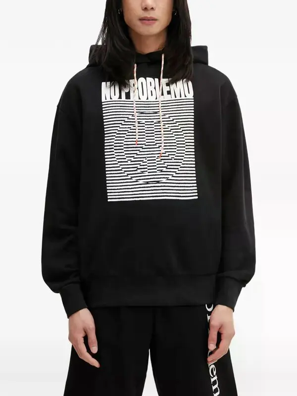 NO PROBLEMO Oversized Hoodie With Peace Sign Graphic