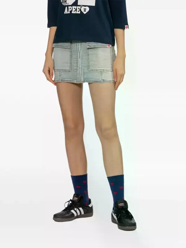 AAPE BY *A BATHING APE Logo-patched Denim Skirt
