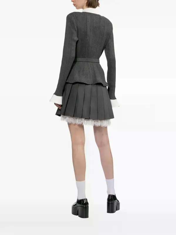 SELF-PORTRAIT Belted Ribbed-knit Cardigan