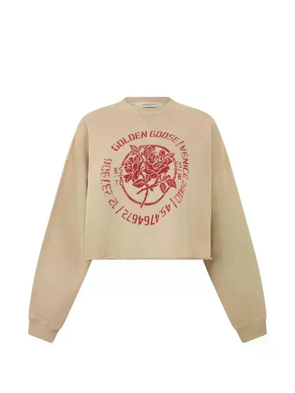 GOLDEN GOOSE Cropped Logo-print Sweater