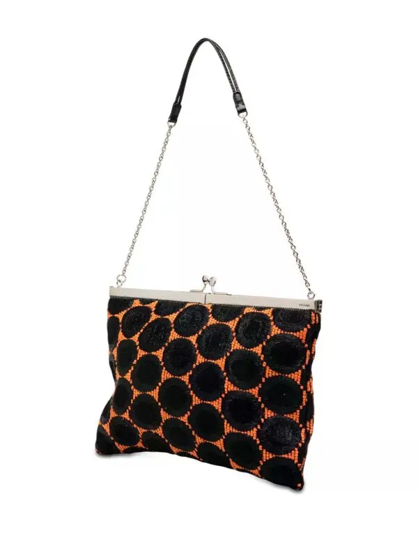 Prada Jacquard Kisslock Clutch With Chain Shoulder Bag