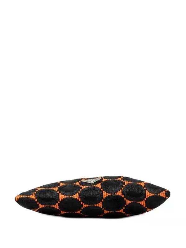 Prada Jacquard Kisslock Clutch With Chain Shoulder Bag