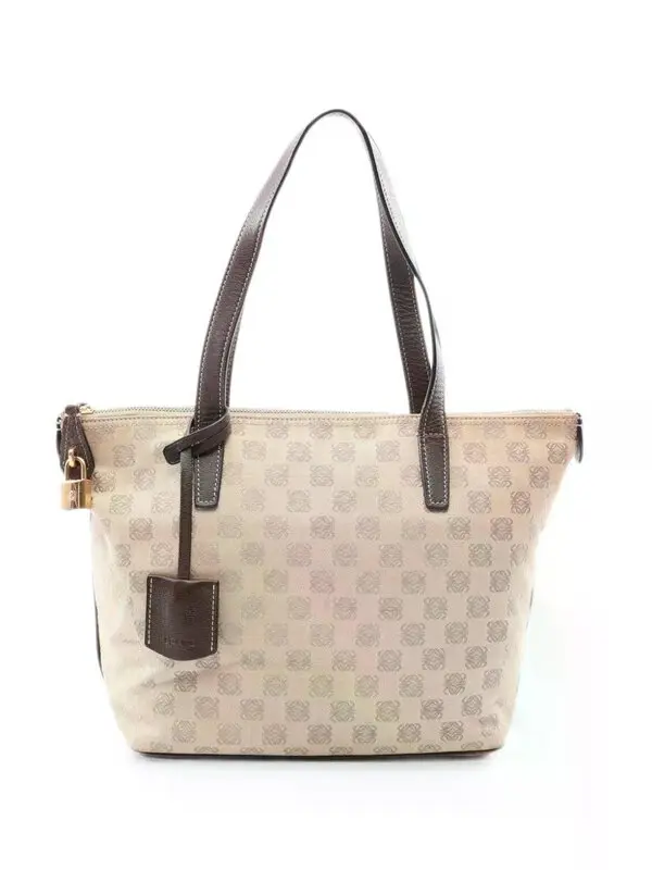 Loewe 2000s Anagram Monogram Tote Bag - Neutrals