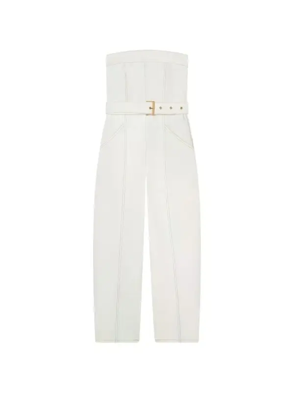 Armani Exchange Strapless Jumpsuit With Belted Waist - White
